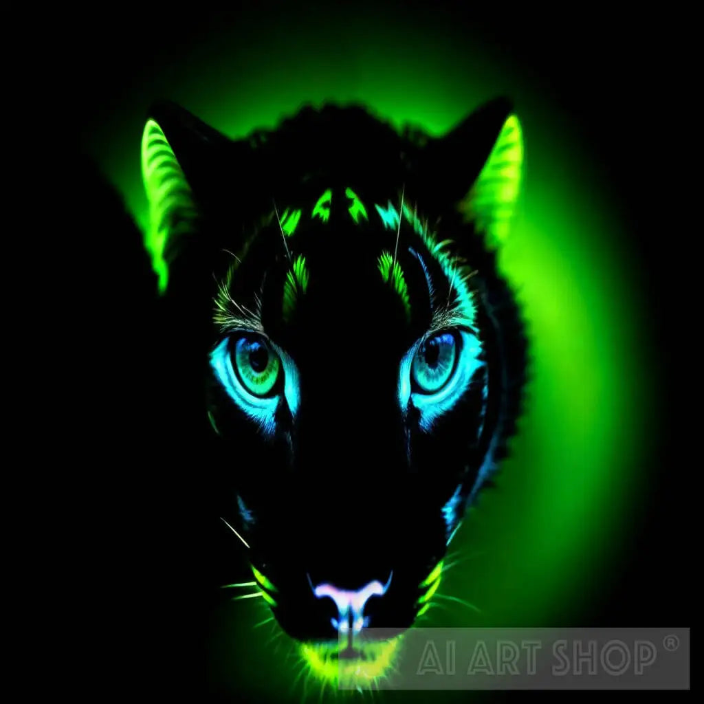 blue cat, neon, panther, animal, feline