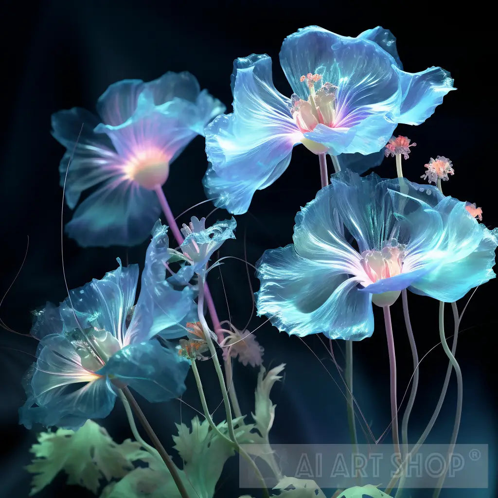 Blue Flowers with Waving Movements