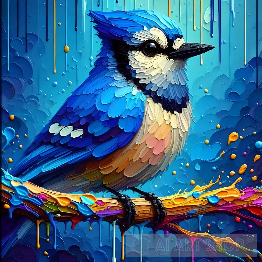 Blue Jay Painting - Nature Wildlife Art for Wall Decor
