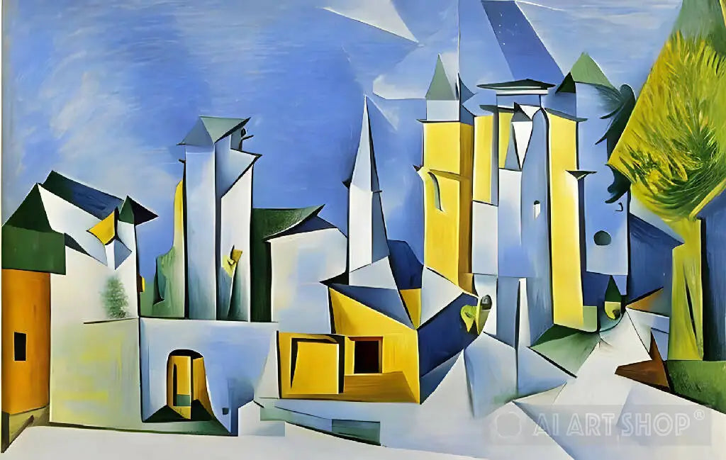 Surrealism, Blue, Town, street, Landscape