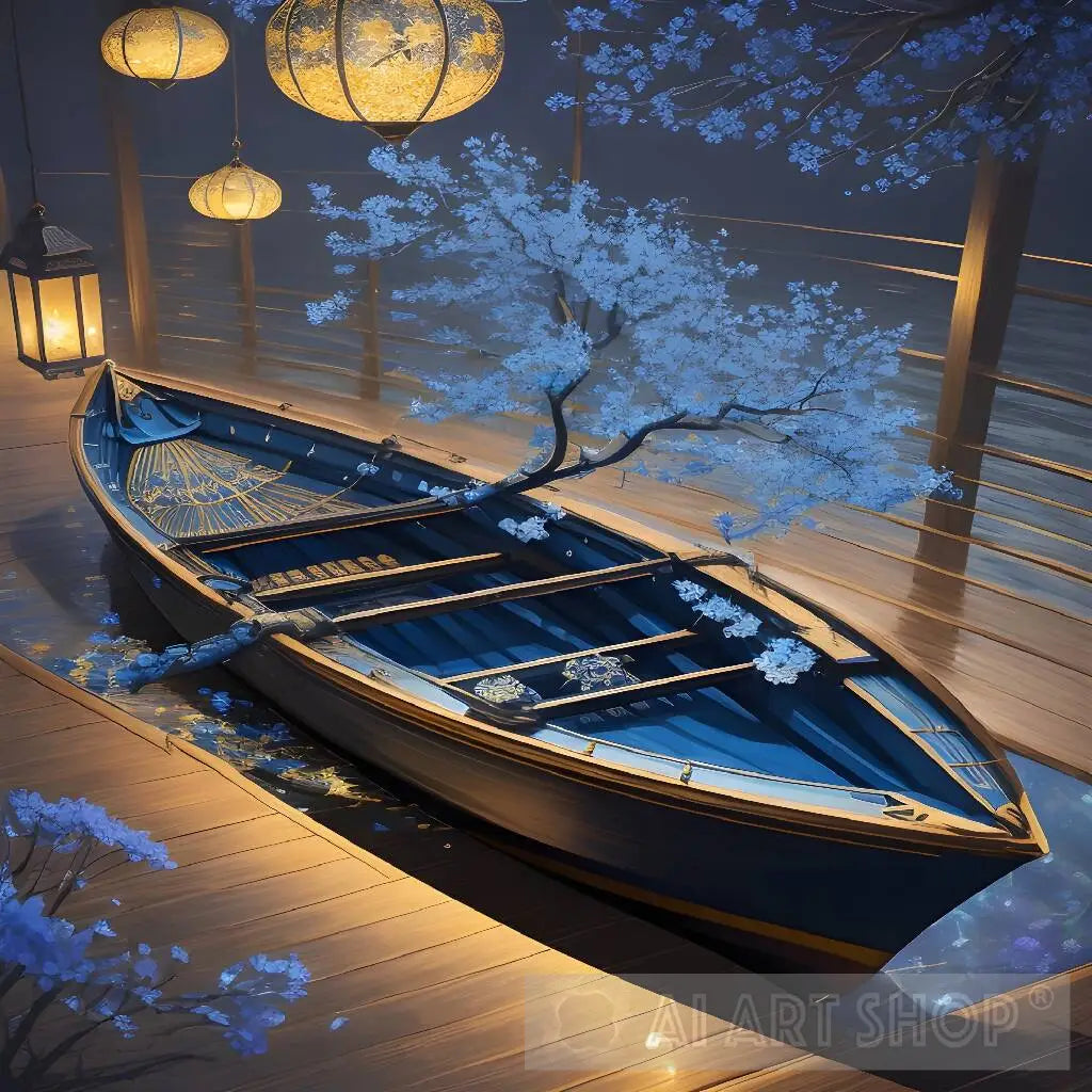 Boat In The Moonlight, Moonlit Seascape, Nighttime Reflections, Boa...