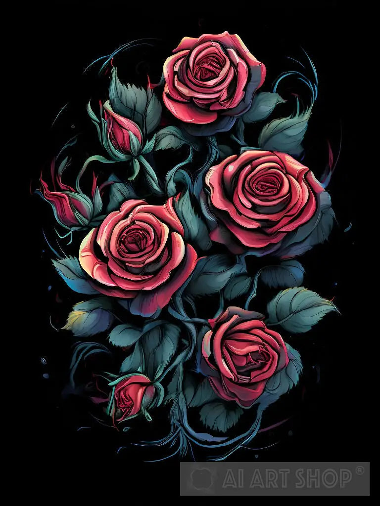 Red Rose Digital Art - [Artshop] Bold Beauty: Red Roses - [Artshop]...