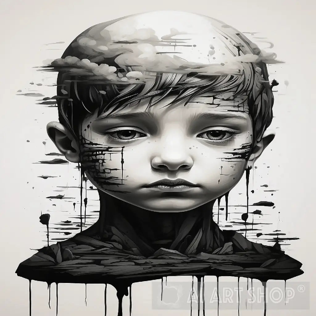 Emotional+Portrait+Sad+Boy+Canvas+Art Introspective+Gaze+Melancholy...
