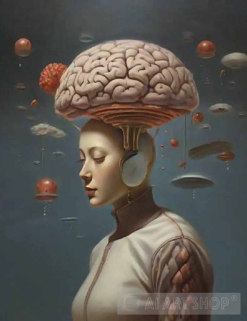 Floating brain, surreal, levitation, ethereal, mind, airborne, surr...