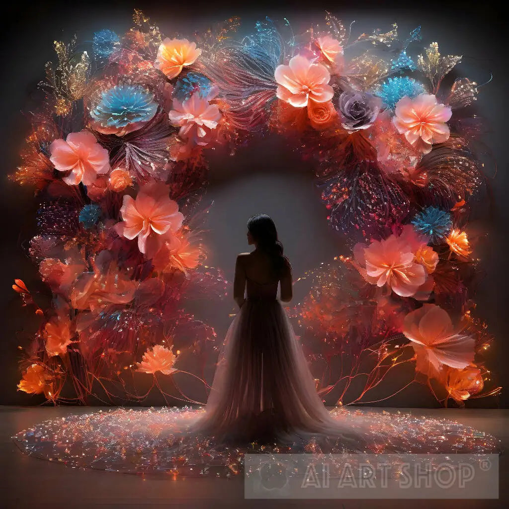Bride In Front Of A Flower Arch, Bride Art, Flower Arch, Wedding Mo...