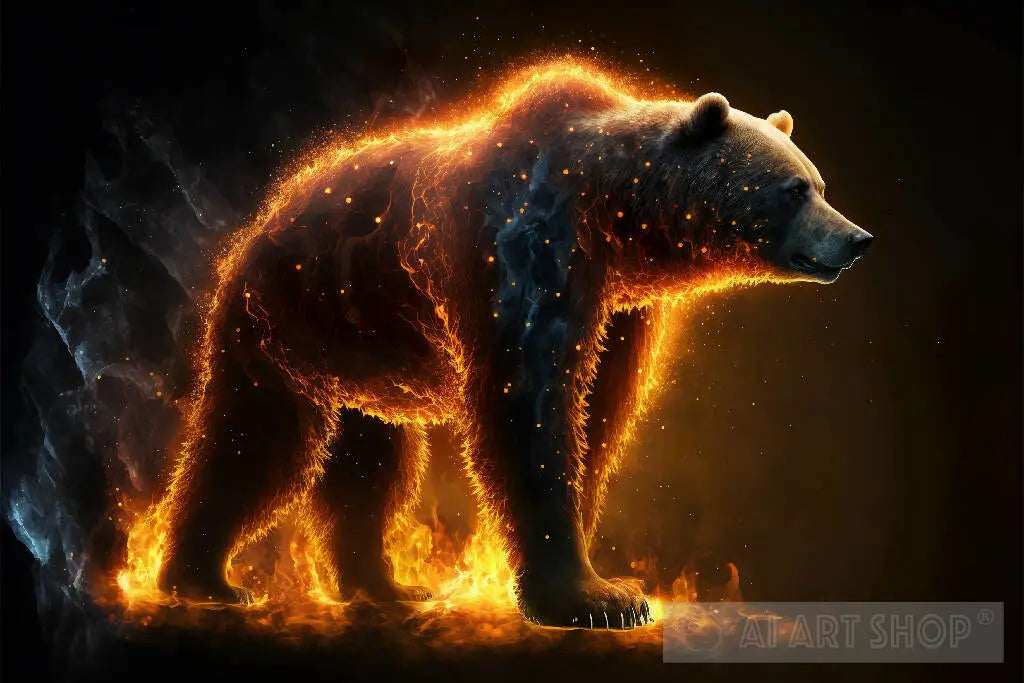 Burning , fire animal bear 2