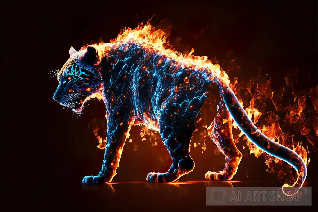 Burning , fire animal panther