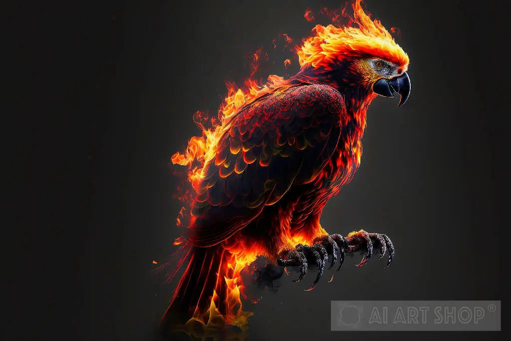Burning , fire animal parrot
