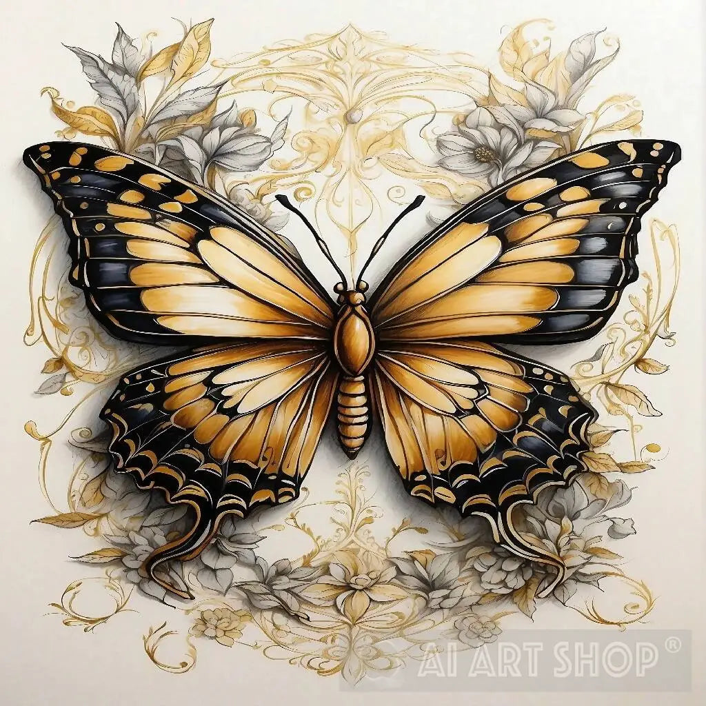 Butterfly Art, Nature Inspired, Winged Beauty, Colorful Mural, Natu...
