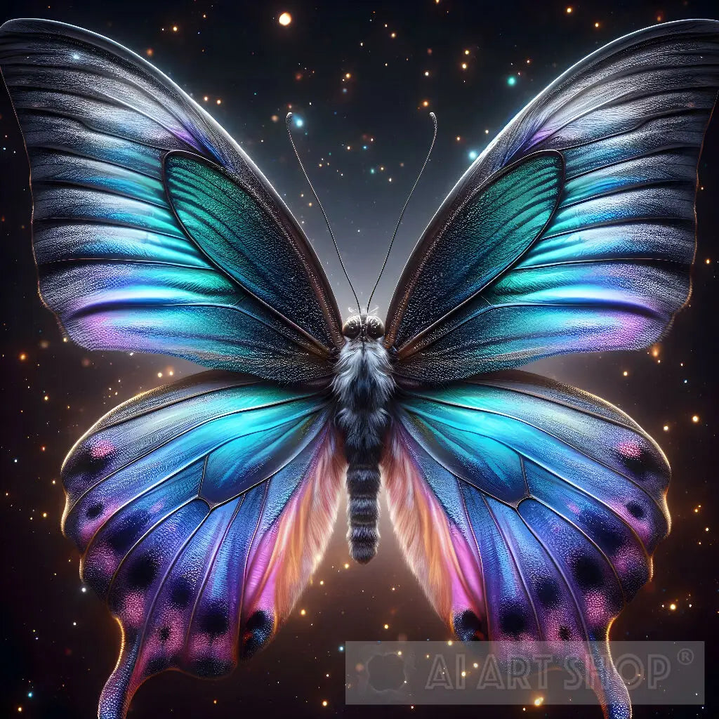 Butterfly in Space - Ethereal Cosmic Wall Art
