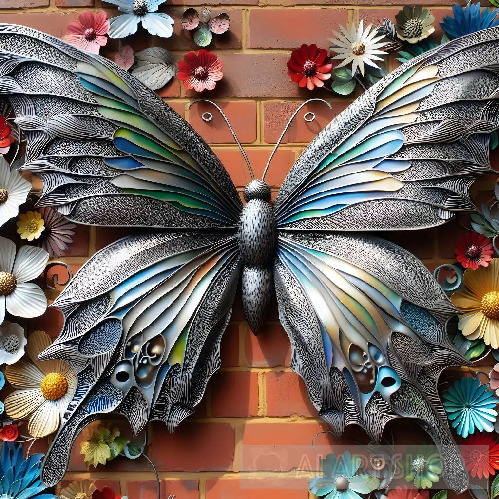 Butterfly With Flower Wall Art, Nature Inspired Art, Botanical Eleg...