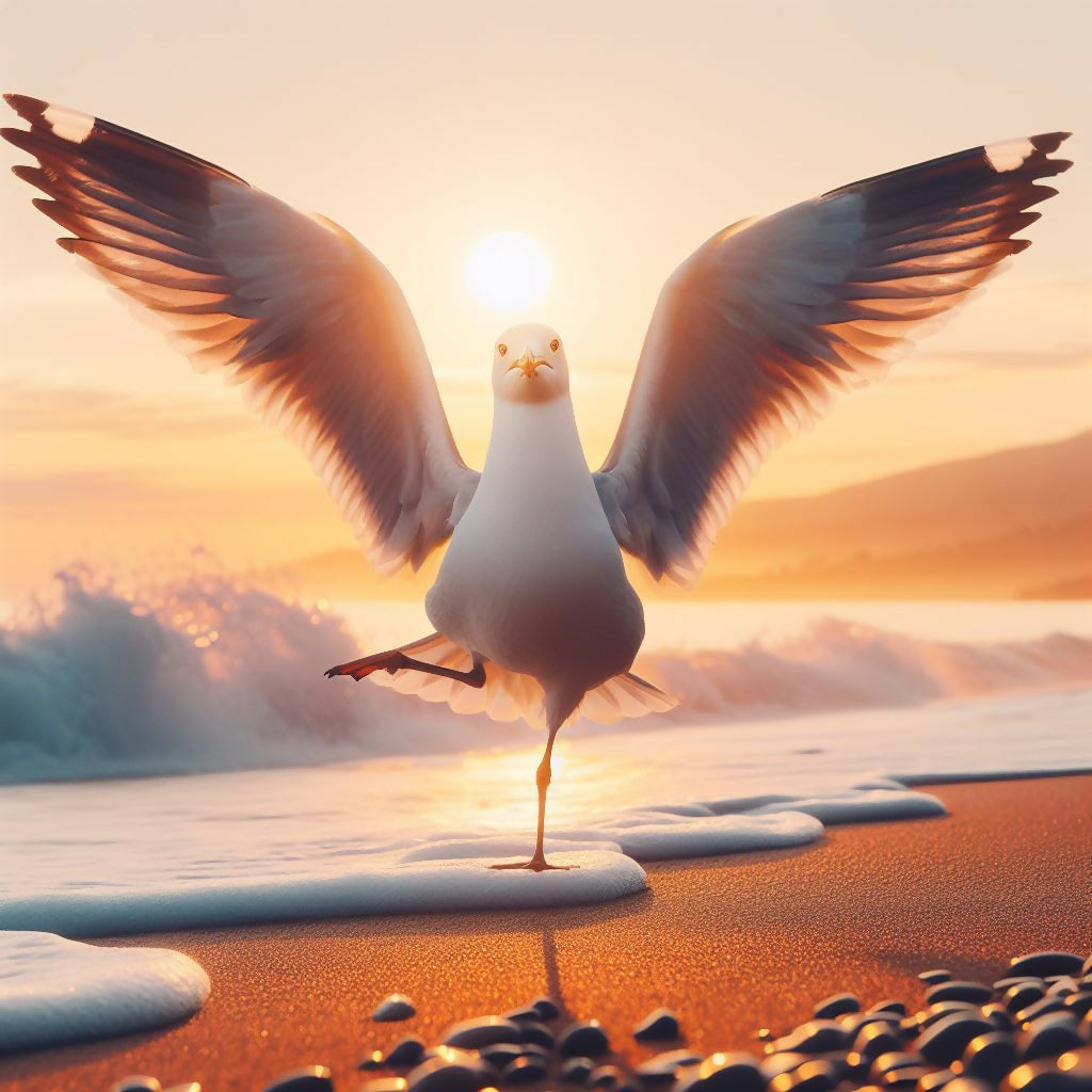 Seagull Sunrise Yoga at the Beach