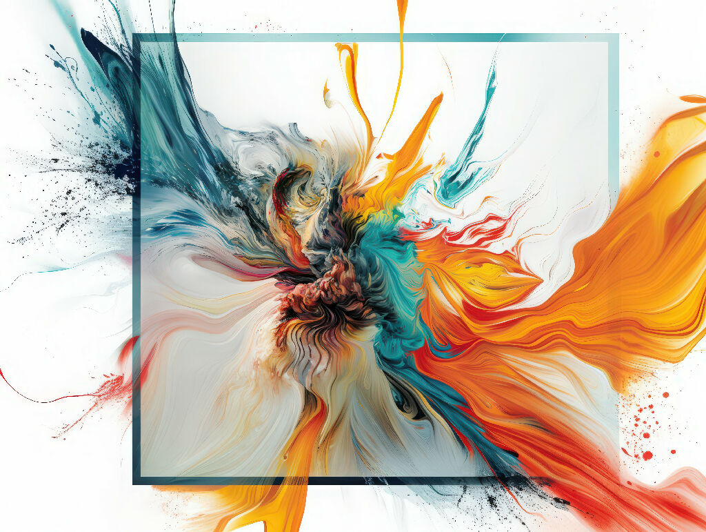 Fractured Fusion Abstract AI Art Print – Color Flow Energy Artwork