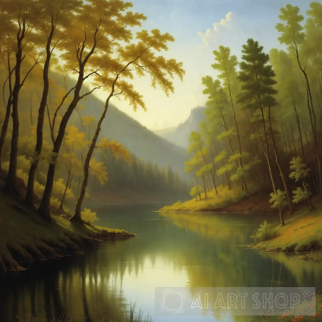 Lake, Forest, calm, colorful