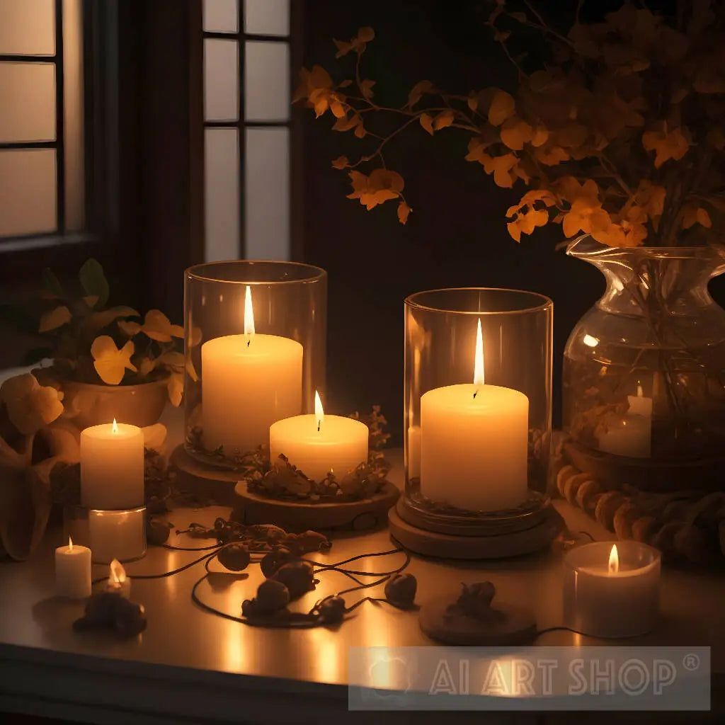 candles ,soft light, cozy, relax, night.