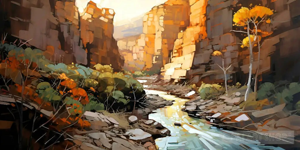 Canyon Valley with River Landscape