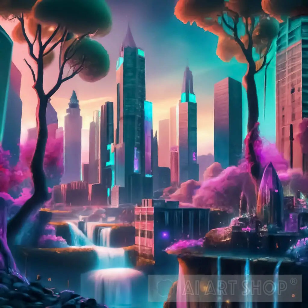 Captivating Surreal City-Nature Fusion