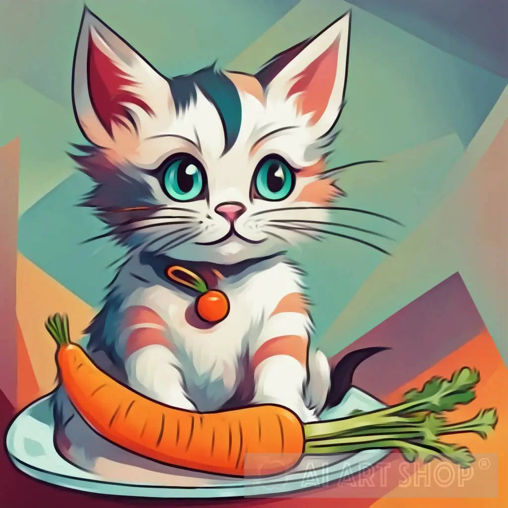 Carroty Kitty #1 of 4 by Fun Art Gallery
