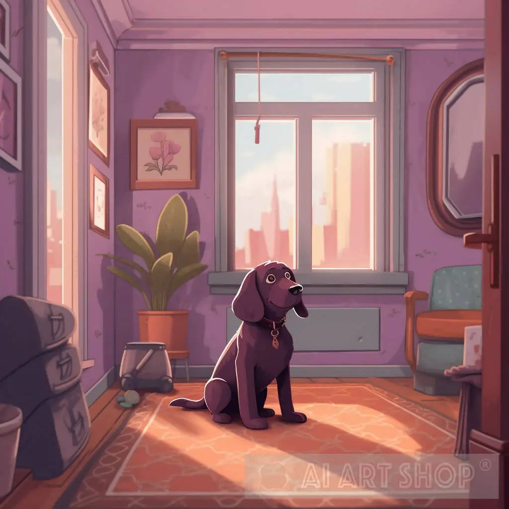 Cartoon Purple Dog