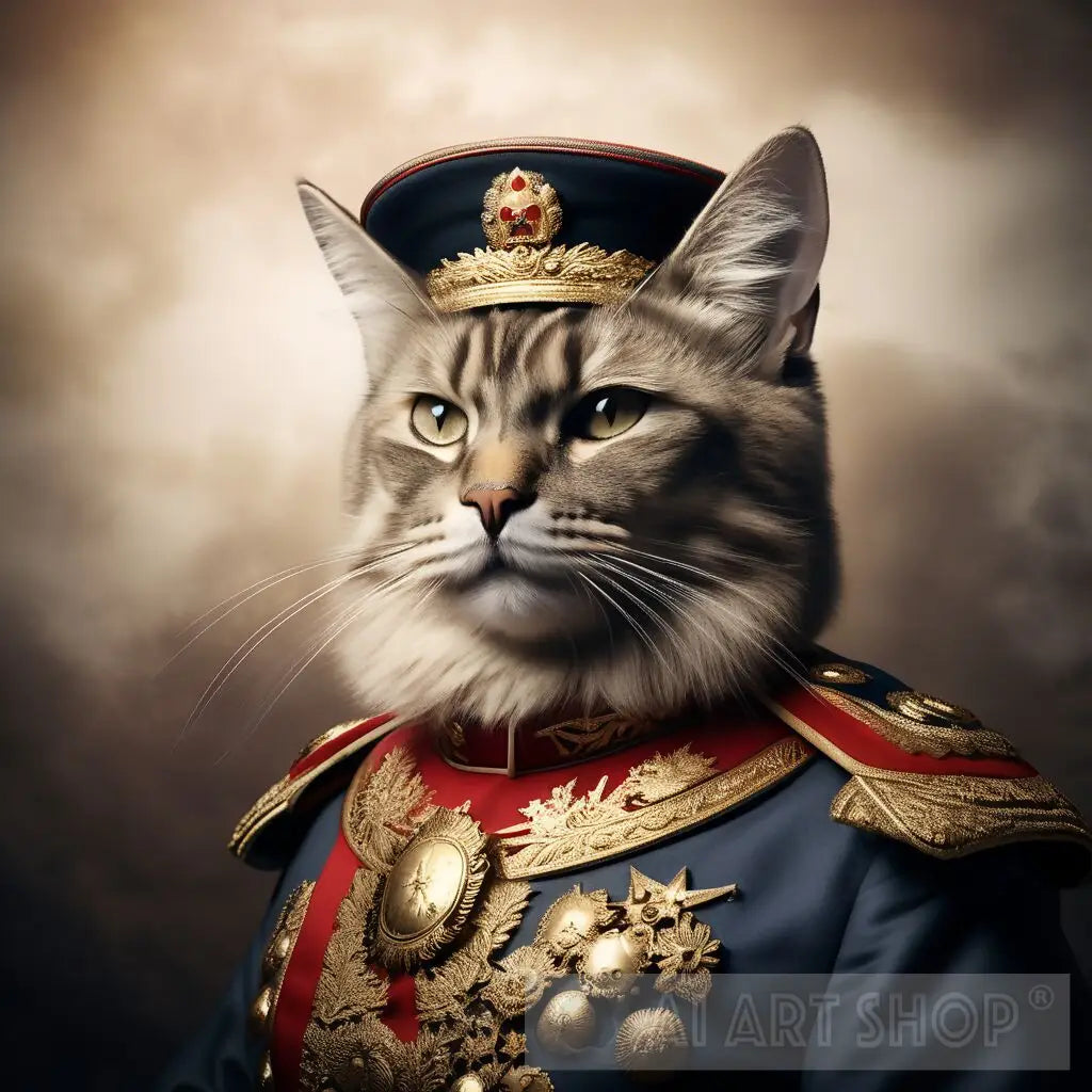 Cat as Russian general.