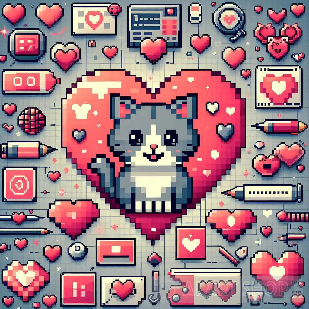 cat, cartoon, illustration, pixel, design, game, graphic, art, anim...