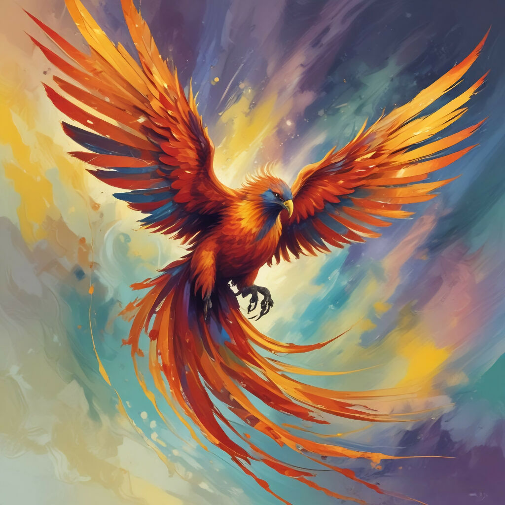 Watercolor Art - Phoenix in Flight | Fiery Rebirth and Transformati...