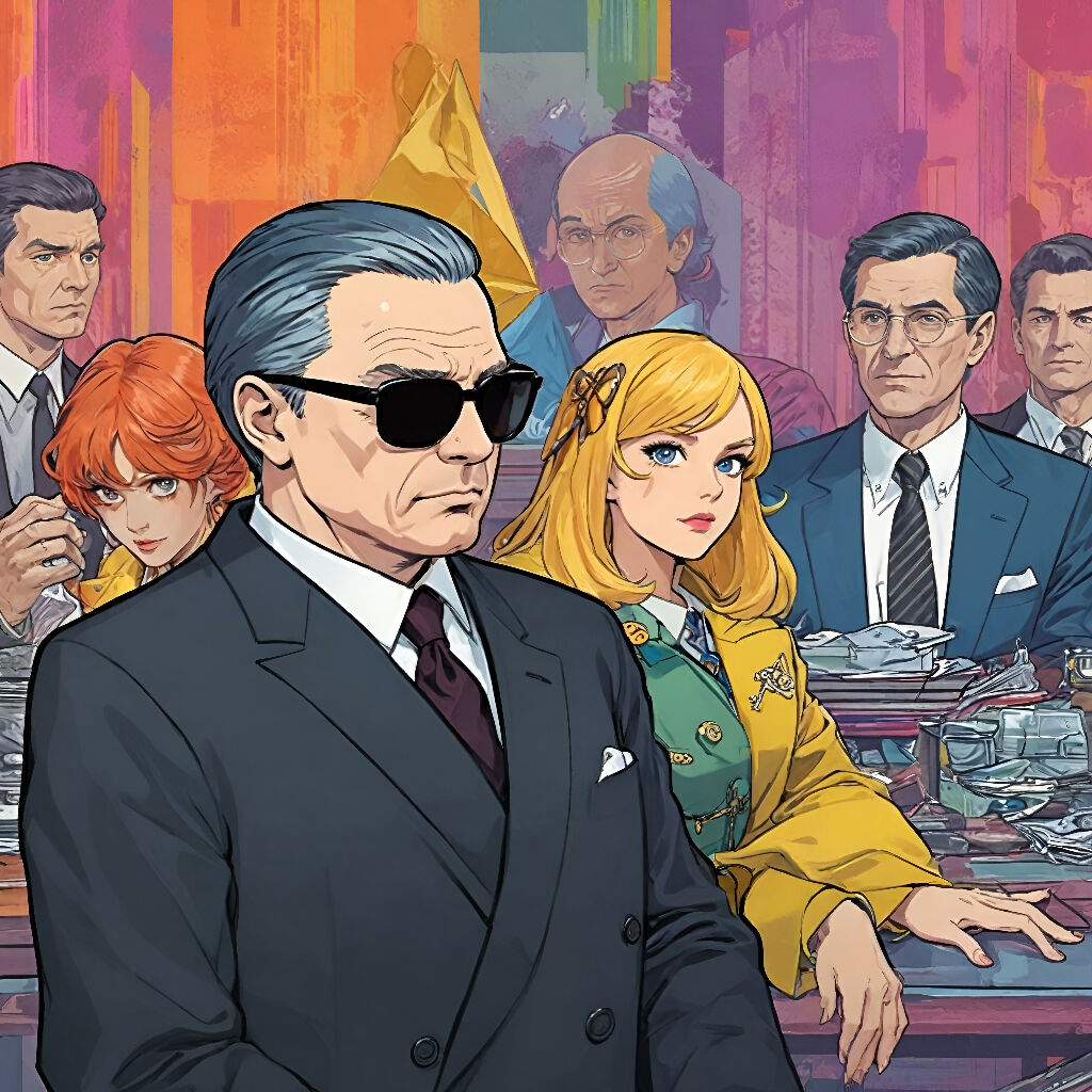 Corporate Intrigue Art | Retro Business Illustration | Office Decor