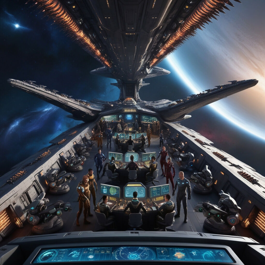 "Cosmic Exodus: Epic Sci-Fi Art Featuring Interstellar Spacesh...