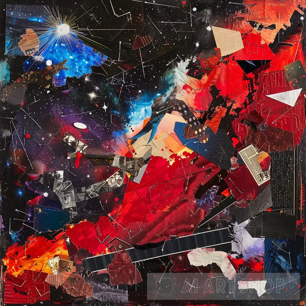 Celestial Abstract Night - Mixed Media Art
