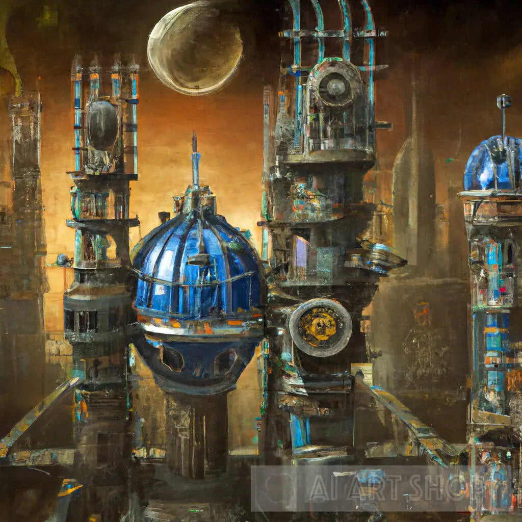 Celestial Cobolt Blue Metropolis: AI generated comic book futuristi...