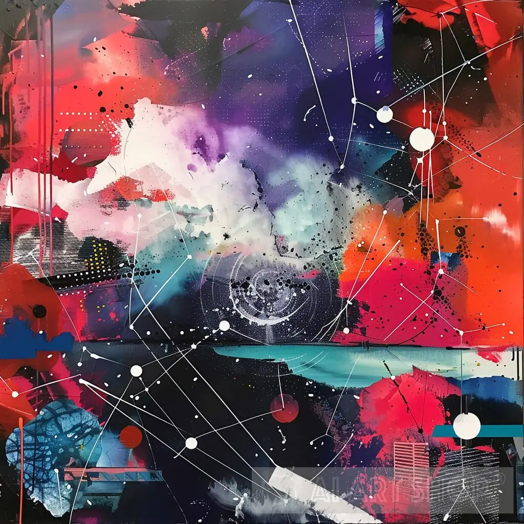 Celestial Night Collage - Abstract Cosmic Art