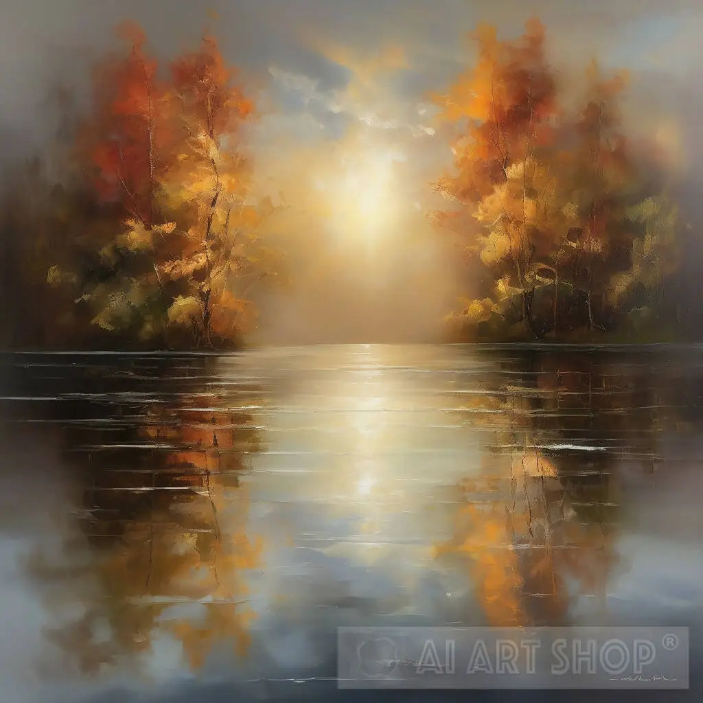 Celestial Waters: Abstract Oil Painting of Reflections