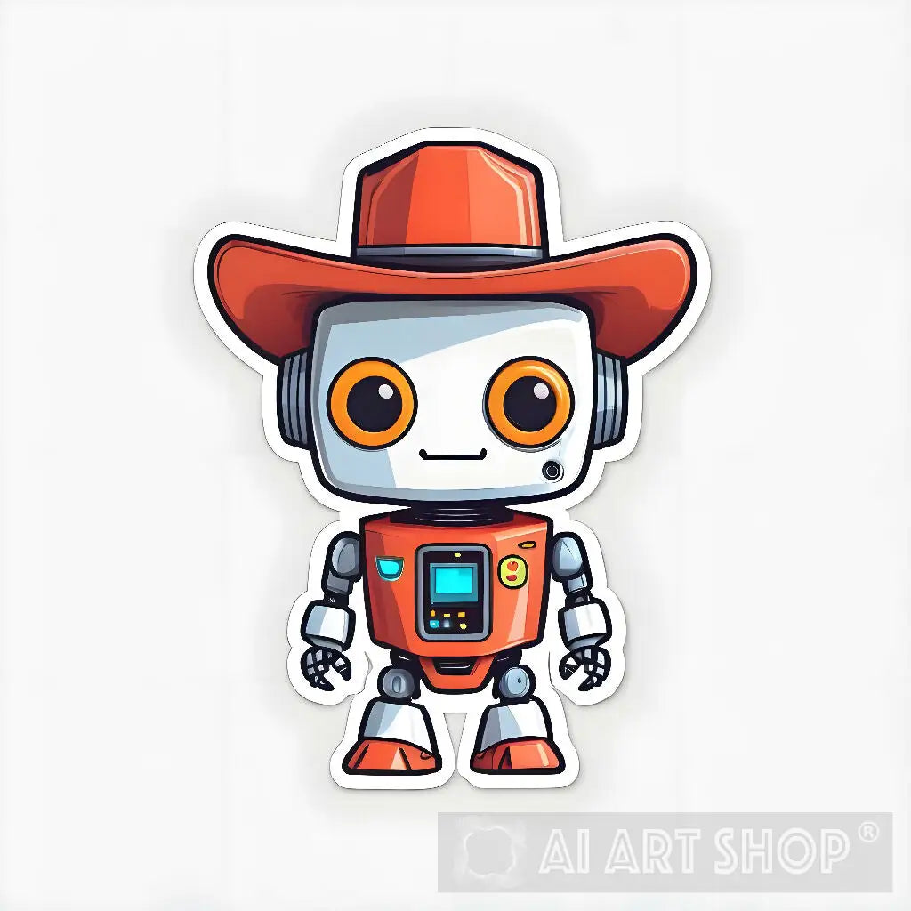 Charming Cowboy Robot Sticker