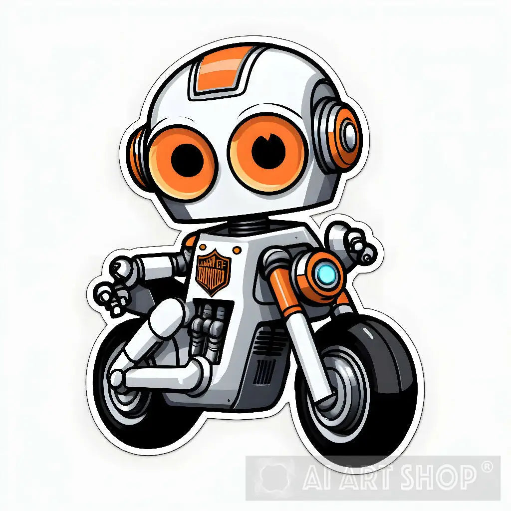 Charming Robot Harley Davidson Sticker