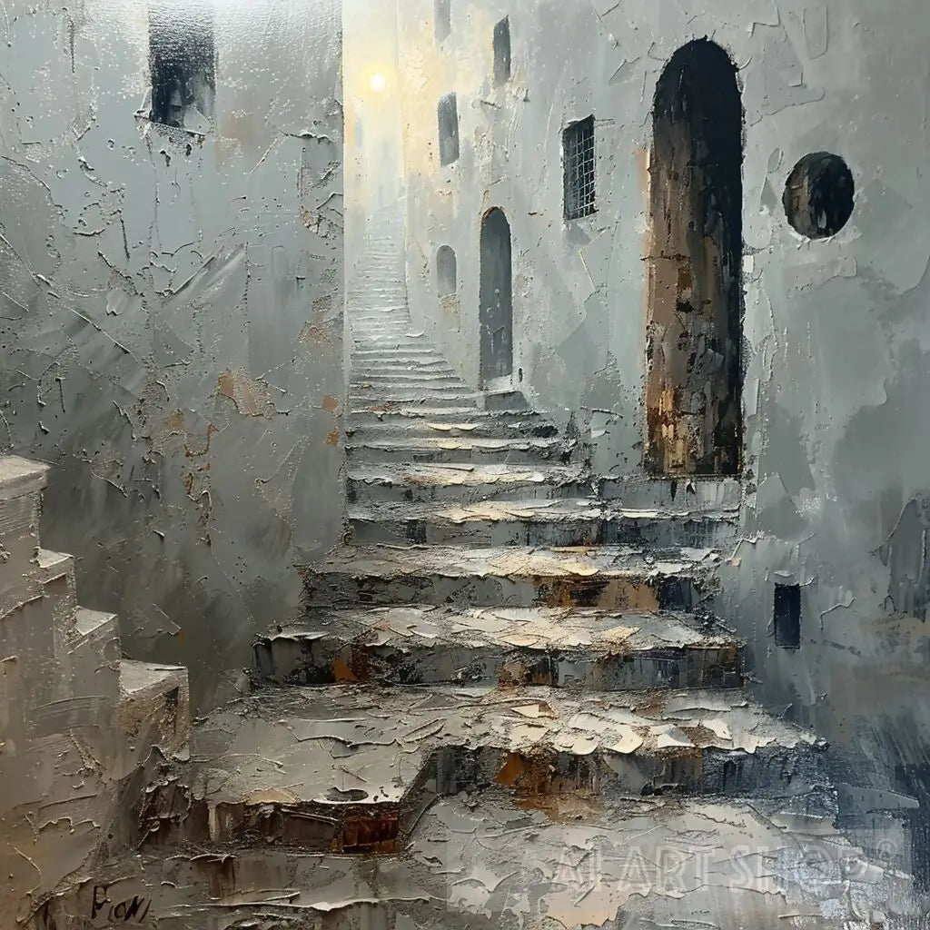 Charming Village Streets - Abstract Expressionism Art