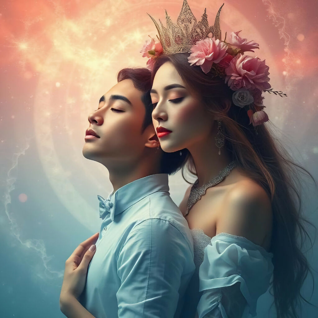 Dream Embrace – Romantic Couple Art in a Dreamlike World