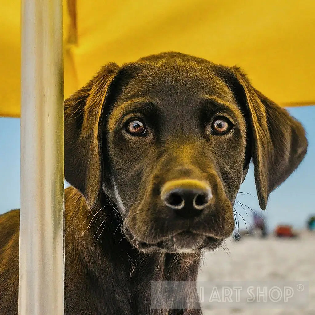 Chocolate Labrador Retriver At The Beach