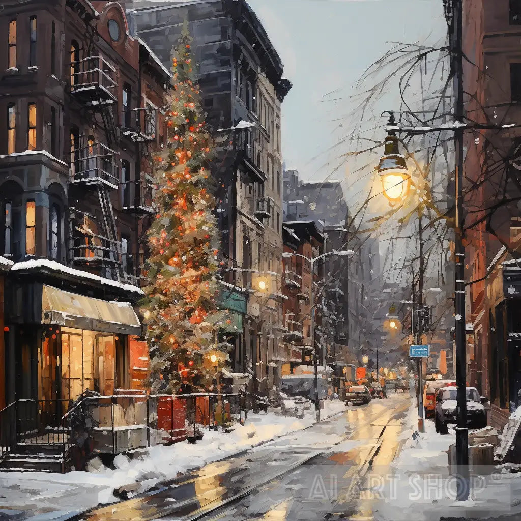 Christmas tree, Street, Painting, Festive, Holiday, Urban, Art, Sea...