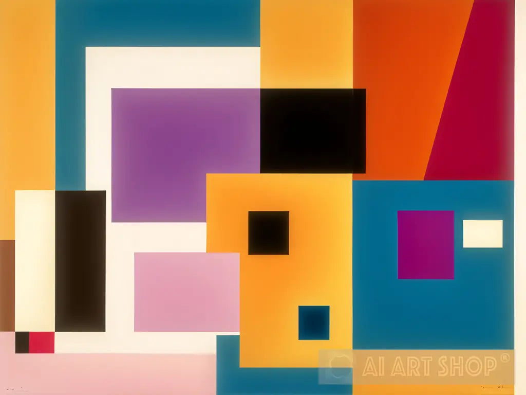 cubism, vivid, yellow, green, white, red, orange, pink, black