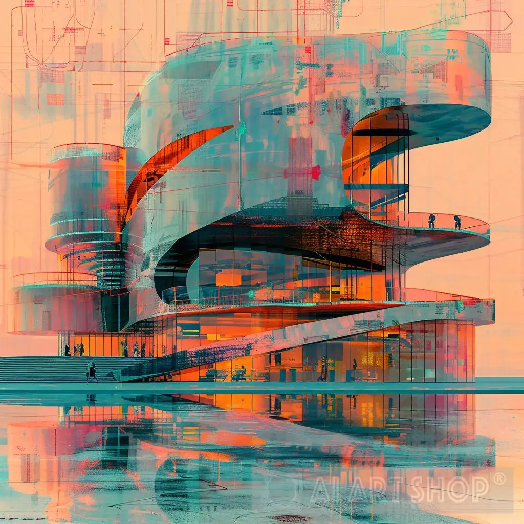 Chromatic Waves Complex - Abstract Architectural Art in Vibrant Colors