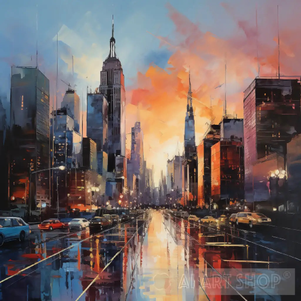 city, art, building, sunrise, colorful