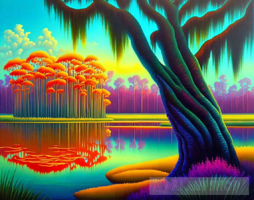 Clara Venusta: AI generated landscape art painting of a beautiful,