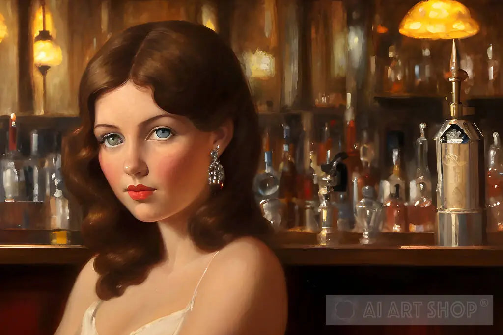 ai painting, oil painting, beautiful, classy, bar