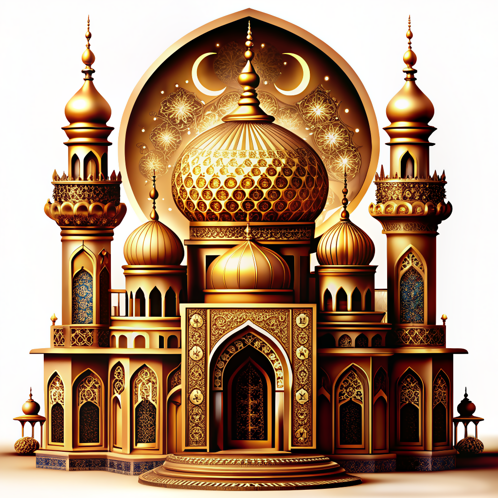 Golden temple, Golden Masjid, mosque, islamic decoration, Sparkling...