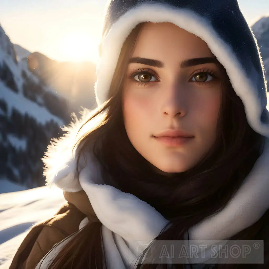 cold, mountain, snow, winter,girl