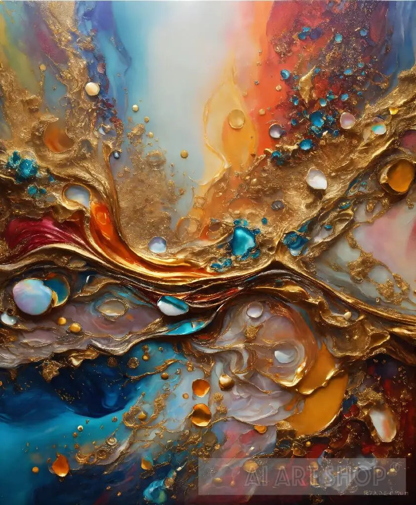 Colorful abstract painting oil and water complex complicated bright