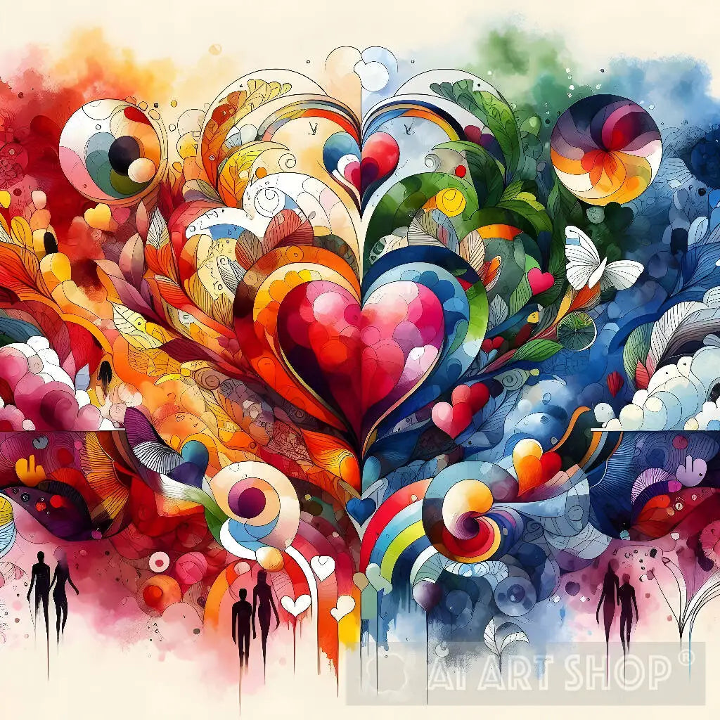 Colorful Heart, Vibrant Art, Heart-shaped Composition, Emotional Re...