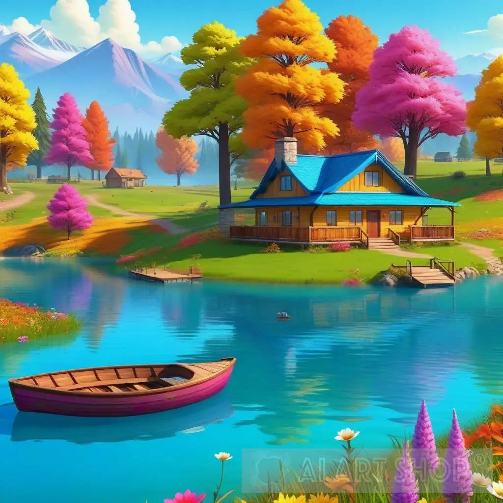 colorful, nature, landscape, trees, autumn, fall, maple trees, lake...