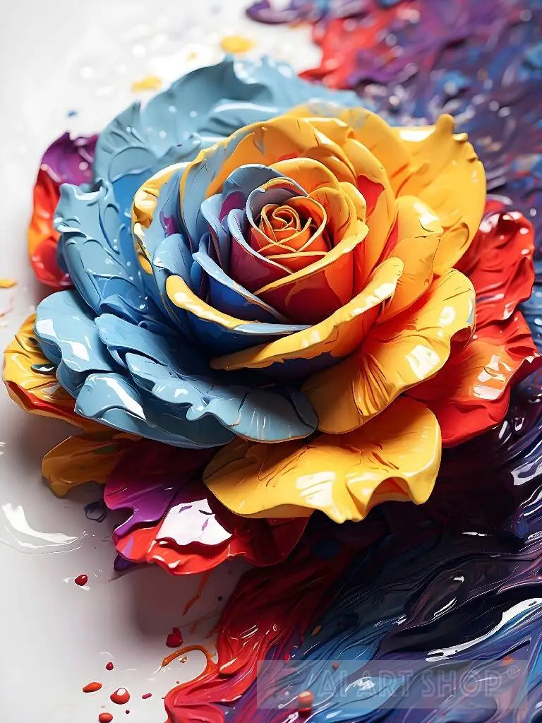 Colorful Rose Painting, Rose Painting, Floral Art, Colorful Blooms,...