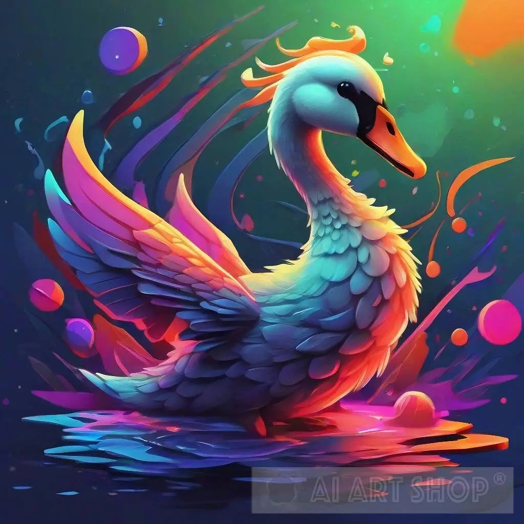 Colorful Swan, Fantasy Bird, Swan Symphony, Color Explosion